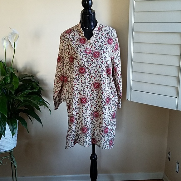 Tops | Vintage Linen Multi Color Tunic Top | Poshmark